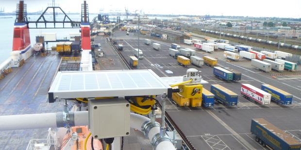 Solar panels installed on ship for low carbon cargo ship research
